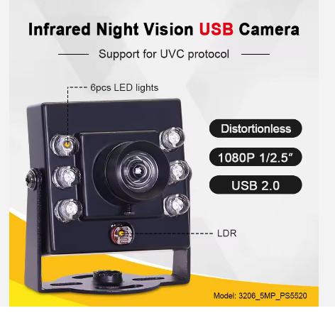 Quality 500W Pixel Facial Recognition Night Vision Camera with UVC Plug&Play Mini Vision Camera Module CMOS Sensor for sale