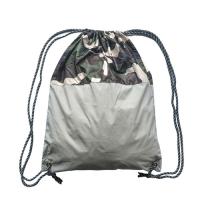 China Custom Printed Foldable Nylon Drawstring Backpack 42x32cm Camouflage Gym Bag for sale