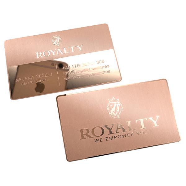 Quality Personalized Custom Metal Business Cards Rose Gold Embossed Metal Business Cards OEM for sale