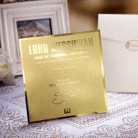 Quality Square Custom Metal Business Cards Gold Metal Wedding Cards With Envelope for sale