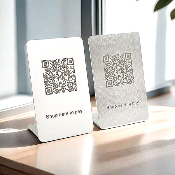 Quality Rust Resistant Metal QR Code Stand Laser Engraved Blank NFC Stand Weatherproof for sale