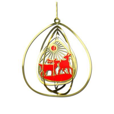 China Etched Custom Brass Christmas Ornaments Vintage Deer Tree Ornaments Luxury for sale