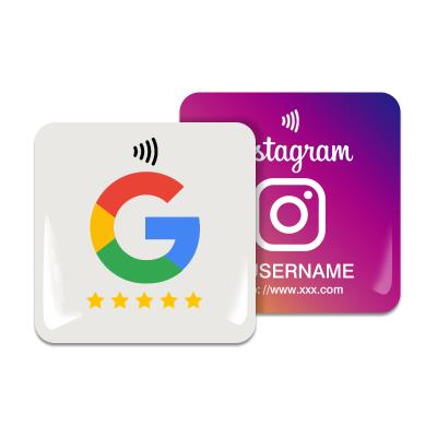 China Custom Rfid Nfc Epoxy Smart Tag Sticker Print Waterproof Rewritable Chip 213 215 216 Google Review Plate With Logo for sale
