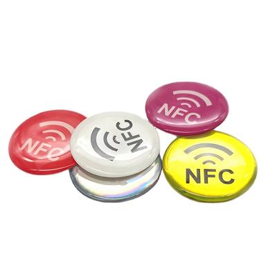 China Custom RFID Transparent NFC Epoxy Sticker Rugged Anti Metal Social Media 3D Phone for sale
