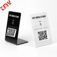 China Custom Plastic NFC Menu Stand 105x72mm Acrylic QR Code Restaurant Table Display for sale