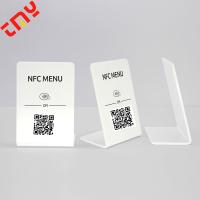 China Custom Plastic NFC Menu Stand 105x72mm Acrylic QR Code Restaurant Table Display for sale