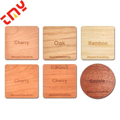 China Custom RFID Wooden NFC Tag Lables Bamboo Programmable Social Media Writable Plates For Gift for sale