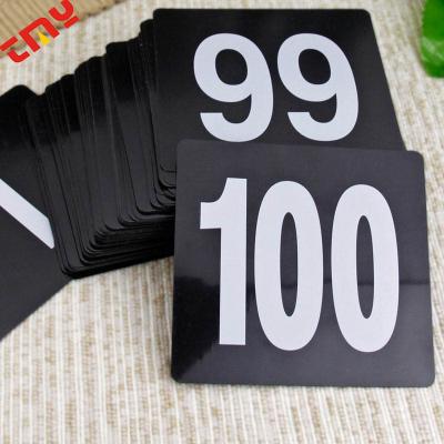 China 1-100 Custom Wedding Table Number Card Durable Waterproof Reversed Table Serial Sign for sale