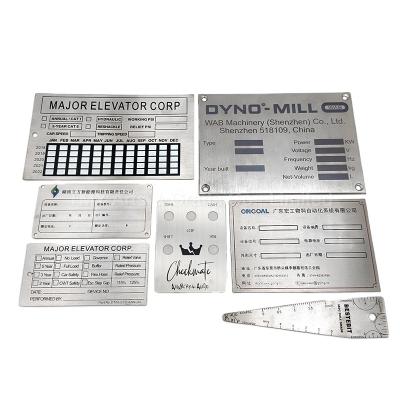 China Custom Etched Laser Engraved Printing Plate Tag Industrial Machine Asset Elevator Aluminum Stainless Steel Metal Sign for sale