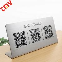 China Custom Metal Display Tags with QR Code for Restaurant Table Menu 180x110mm for sale