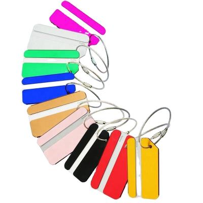 China Customized Metal Suitcase Travel Tag Aluminum Alloy Reusable Anti Loss Airplane Luggage Tags With Wire Ring for sale