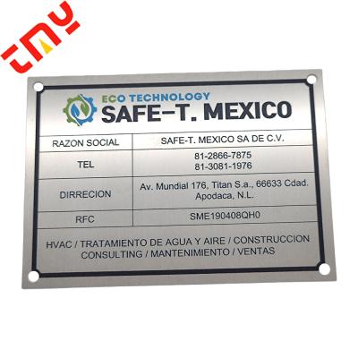 China Custom Steel Metal Logo Plate Sublimation Aluminum Nickle Plate Etched Laser Logo Sign for sale