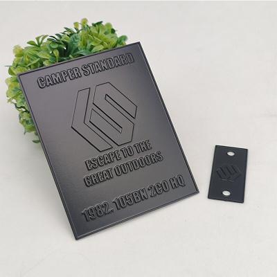 China Black Matte Custom Stainless Steel Metal Sign 3D Effect Reversed Etched Logo Personalized Logo  for sale