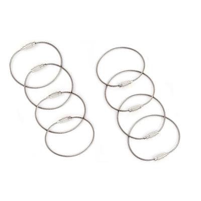 China Stainless Steel Wire Rope 304 Key Chains Accessories Hanging Ring Multi-functional Round Lock Key Ring For Luggage Tag for sale