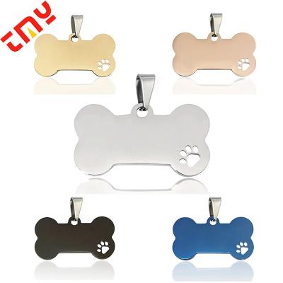 China Custom Deep Engraved Blanks 3 D Bone Shape Stainless Steel Pet Cat Dog Id Tag For Engraving for sale