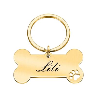 China Custom Logo Blank Metal Bone Shape Pet Id Tag With Chain For Laser Engraving for sale
