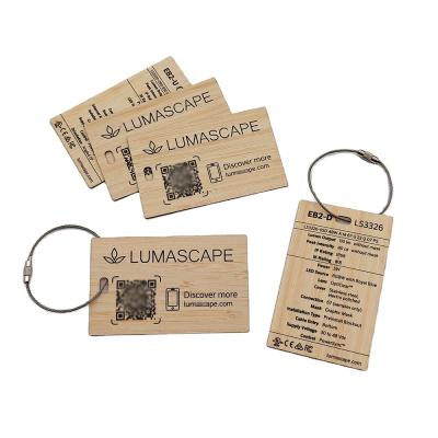 China Custom Wood Luggage Tag with Loop Personalized logo Blank Laser Engraved Print Bag Tag Wedding Favor Cruise Crew Travel Bamboo for sale