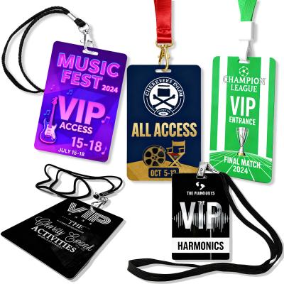 China Custom Plastic PVC Conference ID Pass Card VIP Exhibition ID Work Badge Printing Logo With Lanyard Set for sale