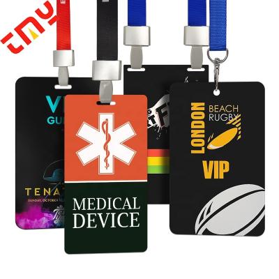 China Custom Printed PVC ID Badge With Lanyard Set For Conference Pass Card VIP & Exhibition Work Badge With Logo for sale