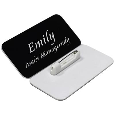 China Custom Personalized Round Blank Pin ID Name Plate Badge Charms Silver Glitter Magnetic ABS Plastic Acrylic Name Badges for sale
