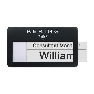 China Custom Full Color Digital Printed Plastic Window Name Tag with Magnetic Back and Custom Shape for Staff for sale