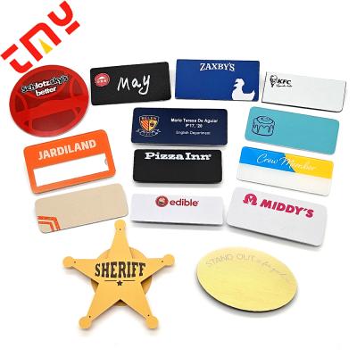 China Custom Engraved Employee Sublimation Reusable logo Blank Name Plate ABS PVC Plastic Acrylic Magnetic Name Tag Badge for sale