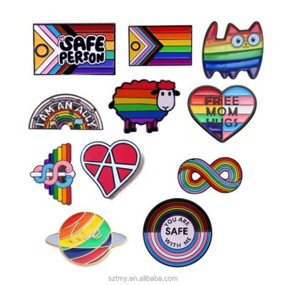 China Custom Rainbow Clothes Lapel Brooch Enamel Pride Pin Flag Heart Transgender Asexual Gay LGBTQ Symbol Badge for sale