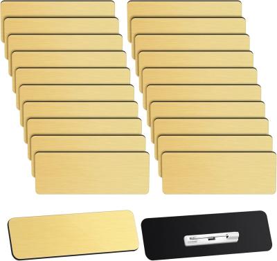 China Custom Logo ABS Plastic Gold Name Badge Laser Engravable Blank Badges With Gold Finish for sale