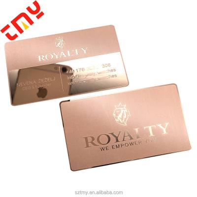 China Custom Rose Gold Mirrror Metal Business Card Luxury Personalized Embossed Logo Metal Printing Card Factory Direct OEM Supply for sale