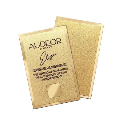 China Custom Printed Metal Mirror Brass Finish Business Name Card With Hollow Pattern for sale