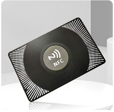 China Contactless NFC Matt Black Stainless Steel Metal Access Control Smart Card With Chip Custom Logo for sale