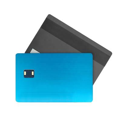 China High Quality Blue Personalized Custom 4442 Chip Smart Blanks Contactless NFC 13.56MHz Waterproof Metal Bank Credit Card for sale