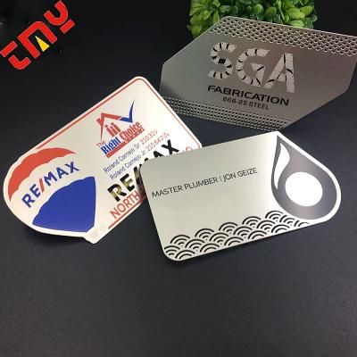 China OEM Manufacturer Custom Shaped Luxury Stainless Steel Laser Cut Out Logo Metal Professional Business Card Printer for sale