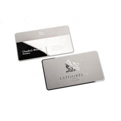 China Custom Stainless Steel Metal Mirror Business Card Personalized Luxury 0.8MM Thickness Etch Laser Engraving Design for sale