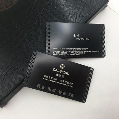 China Wholesale Custom 0.3mm Thickness Blank Matt Laser Engraved Black Silver Stainless Steel Metal Business Card for sale
