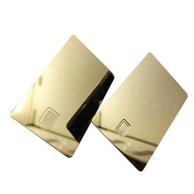 China The Newest Factory Price Customized 4442 & 4428 EMV Slot Chip Magnetic Strip 24K Mirror Gold Visa Blank Metal Credit Card for sale