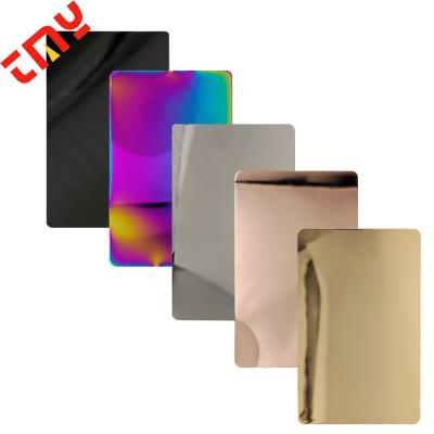 China TMY Stainless Steel Mirror Glossy Signal Card Outdoor Portable Fogless Shaving Card Sheet Luxury Mirror Gold Business Card Blank for sale
