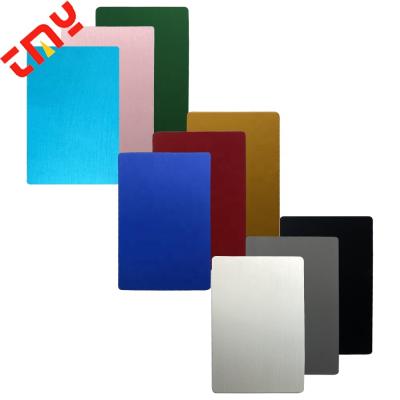 China Anodized Aluminum Business Card Blank Engraving Sublimation Polished Colorful 0.2MM 0.3MM 0.8MM for sale