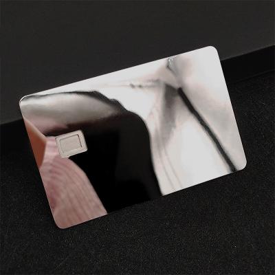 China Top Rating Clear Reflective Silver Mirror Custom Blank Credit Card Metal Chip Card for VIP Card for sale