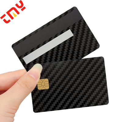 China Factory Price Luxury Black Blank Carbon Fiber Smart Credit Card Gold Chip Slot With Magnetic Stripe for sale