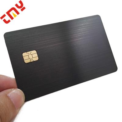China Custom Stainless Steel Brushed VIP Metal Card Luxurious Anodized Blank Black Gold Silver With Chip 4428 or Chip 4442 for sale