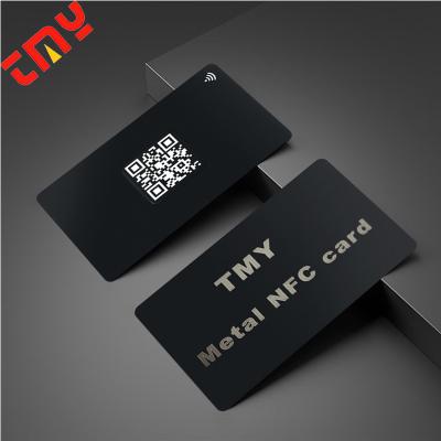 China Customizable High-End Smart NFC Black Blank Metal Business Cards With Silk Screen And UV Printing Design for sale
