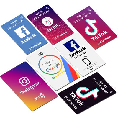 China Custom RFID Plastic NFC Google Review Card Printing Logo PVC Social Media Instagram Business Card Restaurant Menu Qr Code for sale