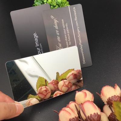 China Custom Luxury Unique Thin Cheap Blank Glossy Matte Gold Foil Silver Metallic Hologram Mirror Plastic Business Card With Logo for sale