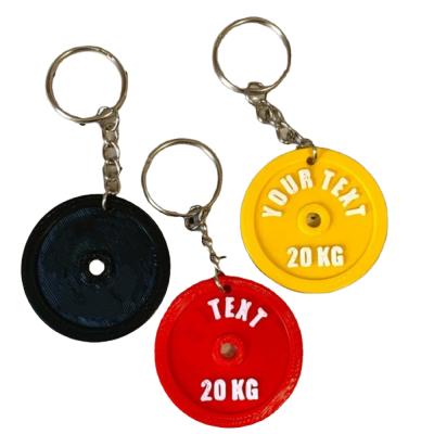China Custom Personalized Luxury Soft Rubber 3D Keychain Lightweight Lifter Fitness Gym Equipment Plate Durable for sale