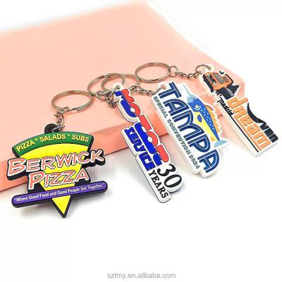 China Custom 3D Soft PVC Keychain With Ring Promotional Business Gift Die Cut Irregular Shape Logo for sale