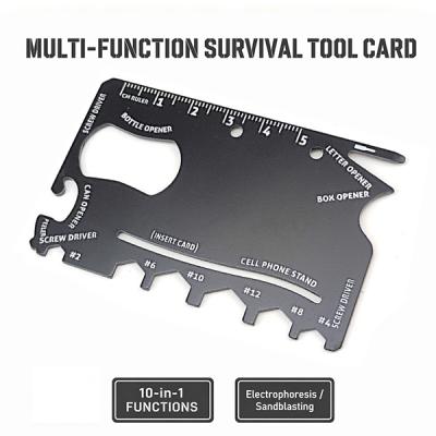 China Custom Logo Stainless Steel EDC Survival Card Pocket Multi Tool Keychain Wallet Size Outdoor Camping Gift Waterproof Lightweight for sale