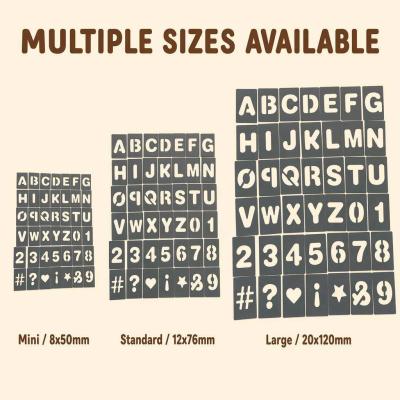 China OEM 42Pcs Kids Painting Stencil Set A-Z Letters 0-9 Numbers Hollow Plastic Drawing Template Reusable Educational Craft Kit for sale