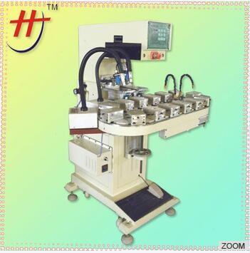 China CE Factory Price 4 Colors Pneumatic Semi-auto Pad Printer with Conveyor for Golf Ball Printing HS-160D for sale