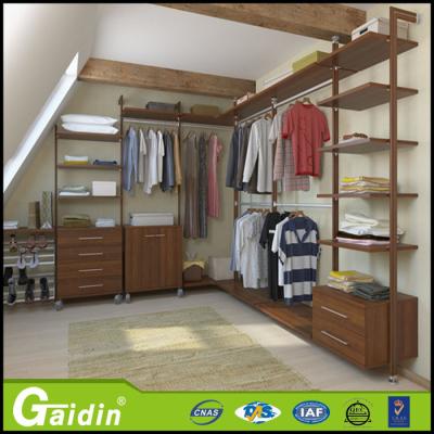 China Aluminum accessories wooden shelves Mordern pole system wardrobe walk in closet for sale for sale